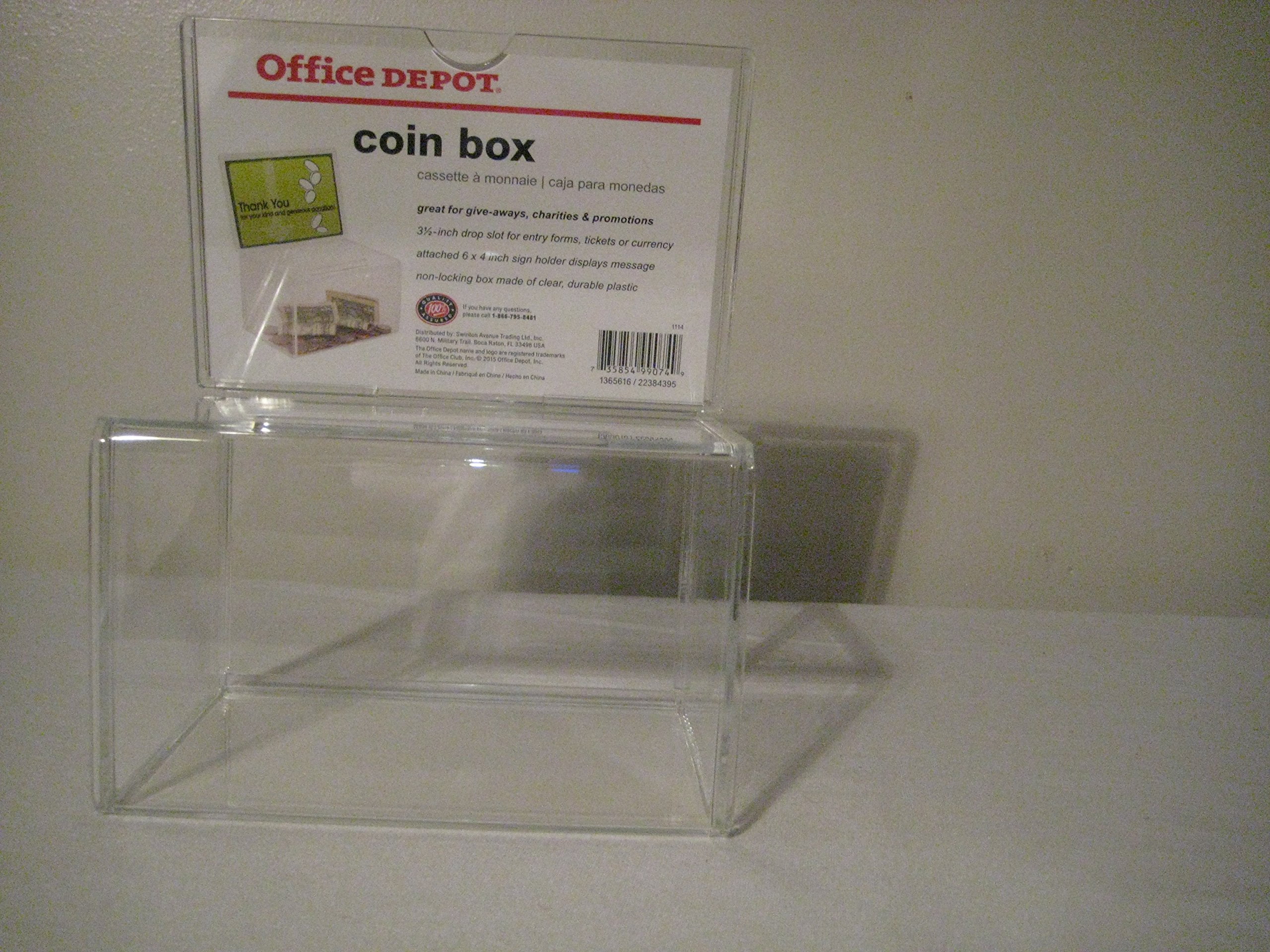 Office Depot Ballot/Coin Box, 8-1/8H x 6W x 4-3/8D, Clear - Walmart.com