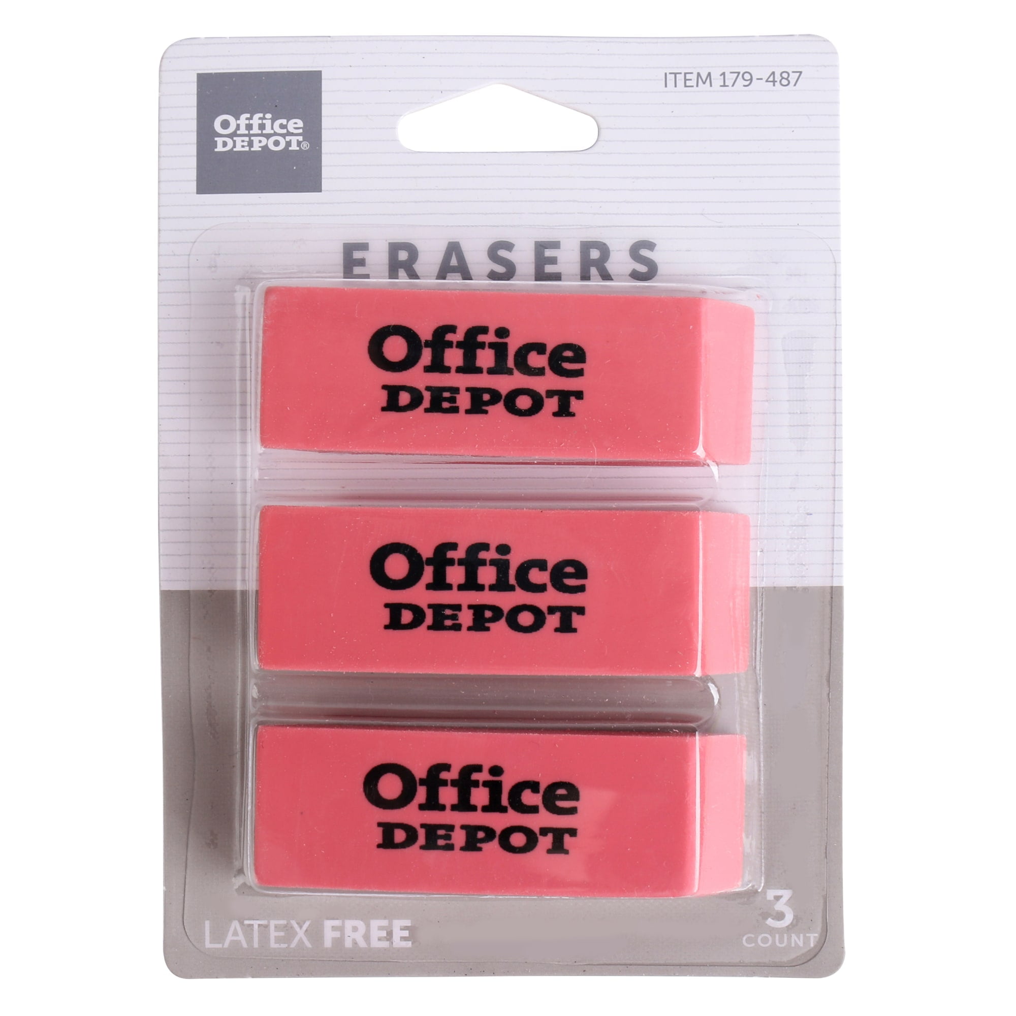 Office Depot Beveled Erasers, Pink, Pack Of 3, BG179487 - Walmart.com