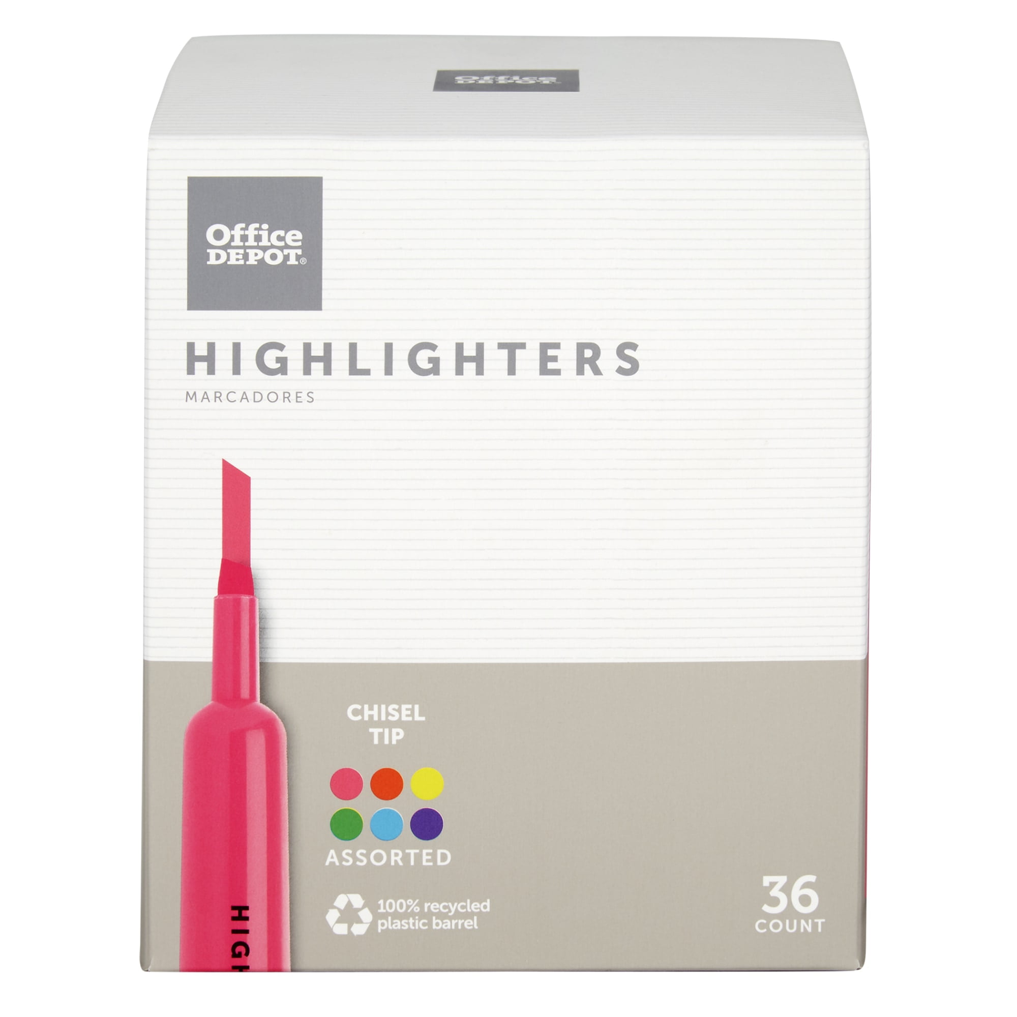 Office Depot® Brand Chisel-Tip Highlighter, 100% Recycled Plastic ...