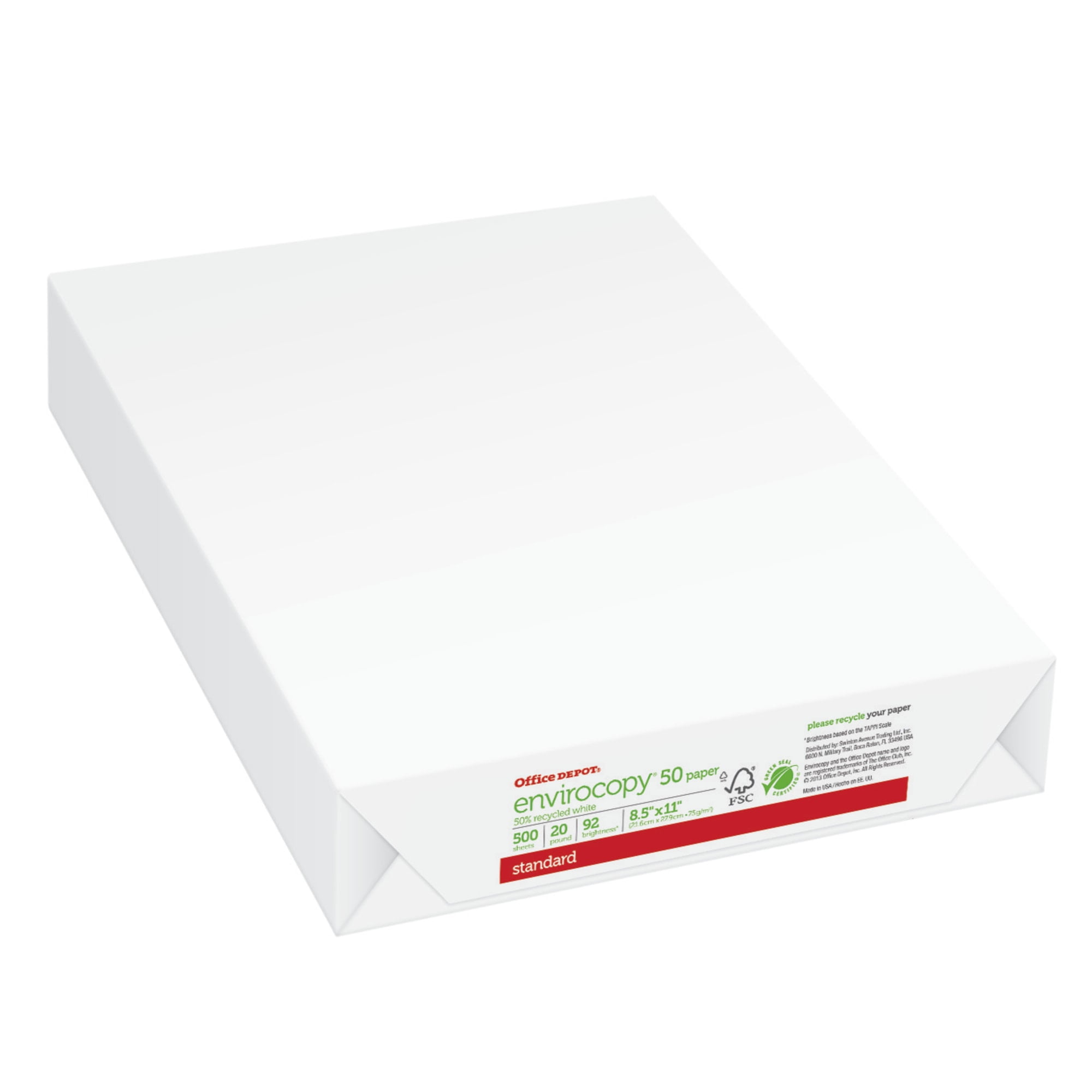 Office Depot® Brand EnviroCopy® FSC Certified Paper, 50 Paper, Letter ...