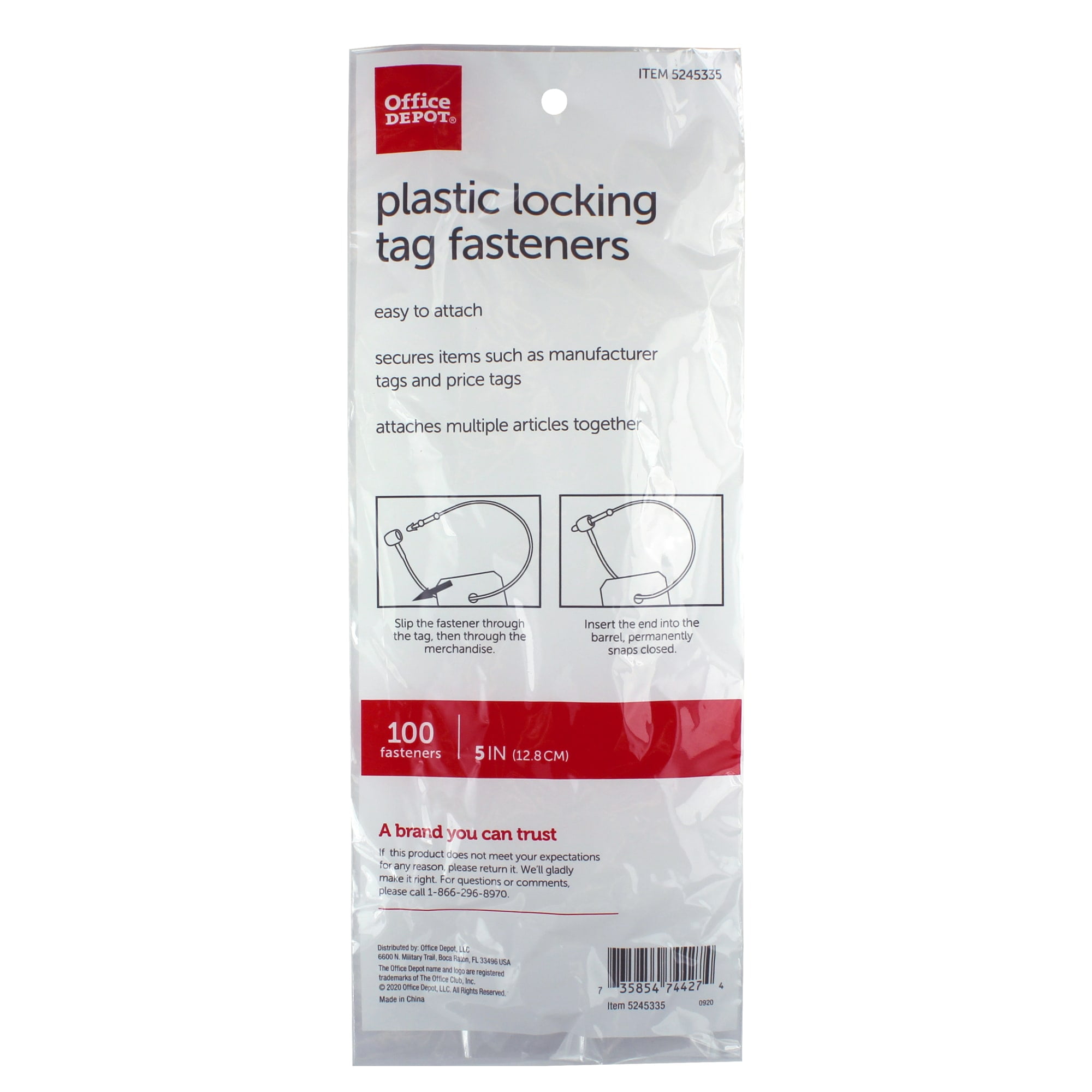 Office Depot® Brand Fastener Locks, 5", Clear, Pack Of 100 Fastener ...