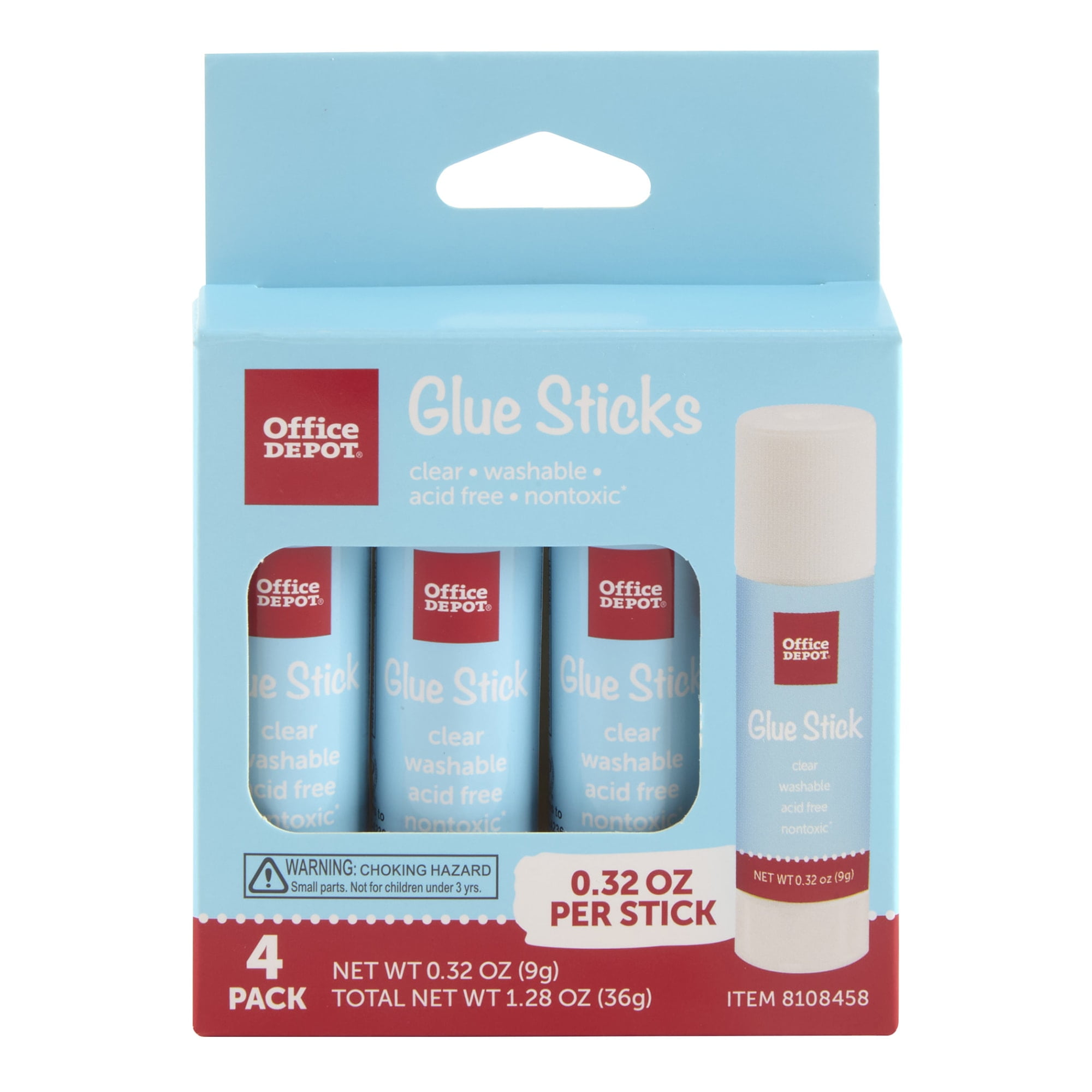Office Depot® Brand Glue Sticks, 0.32 Oz, Clear, Pack Of 4 Glue Sticks ...