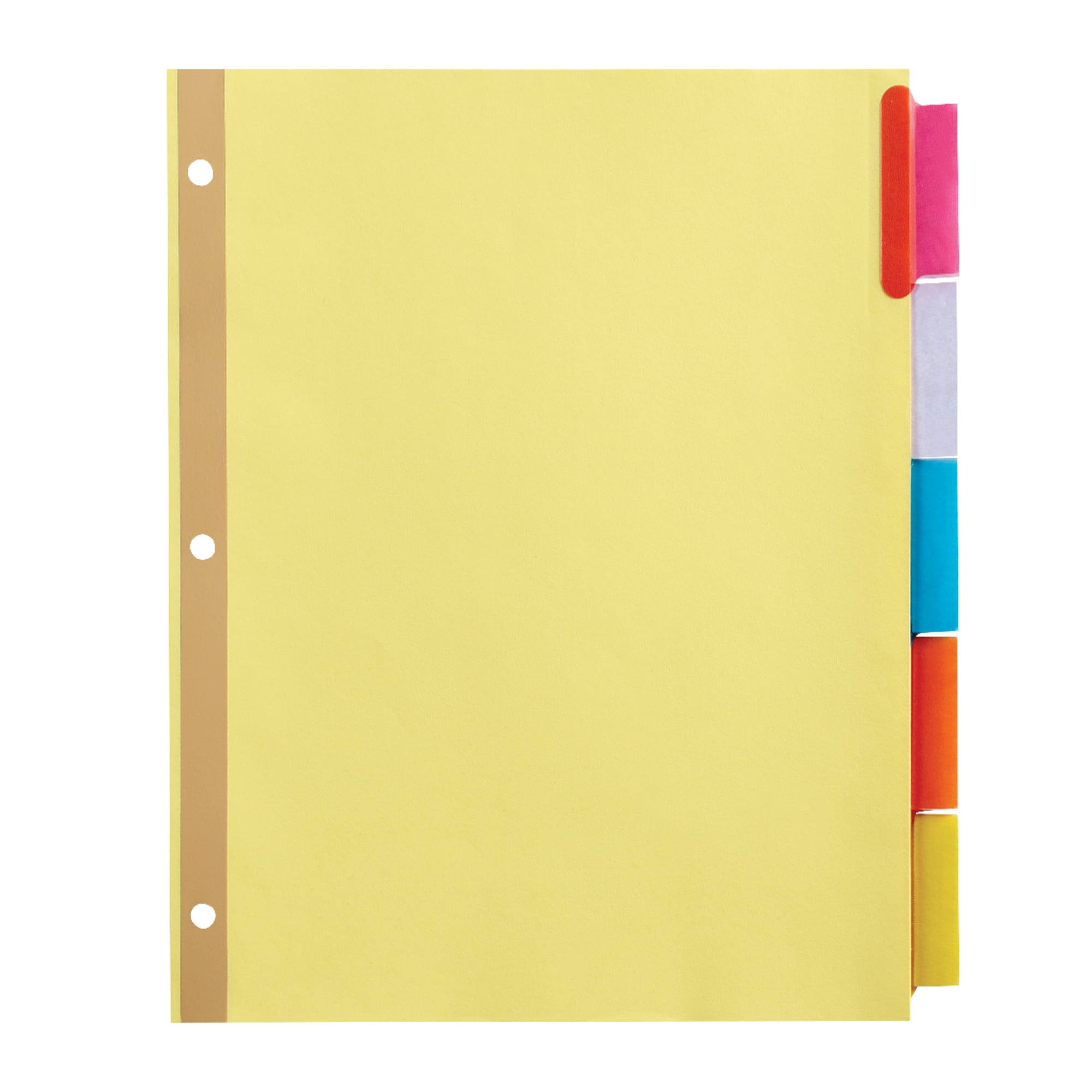 Office Depot Insertable Dividers, Big Tabs, Assorted Colors, 5-Tab, 4 ...