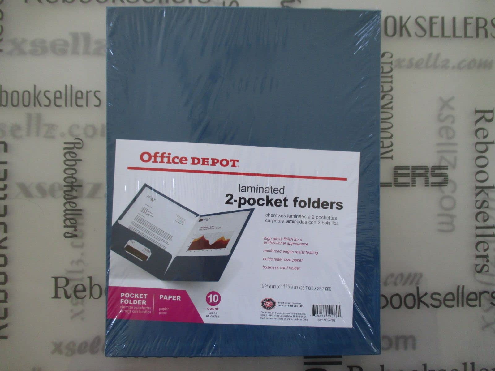Office Depot Brand Laminated Paper 2-Pocket Folders, Light Blue, Pack ...