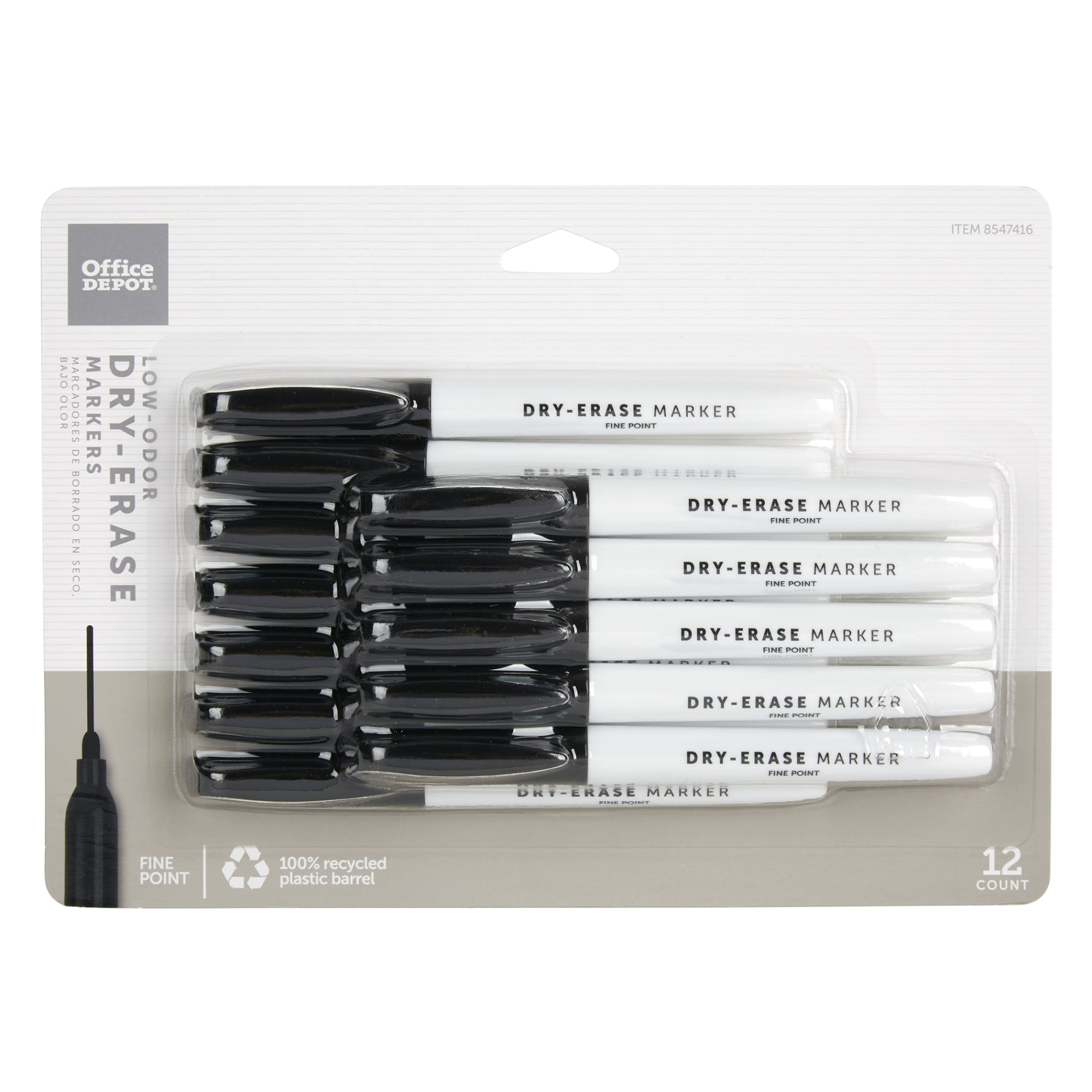 Office Depot Low-Odor Pen-Style Dry-Erase Markers Fine Point Black Ink ...