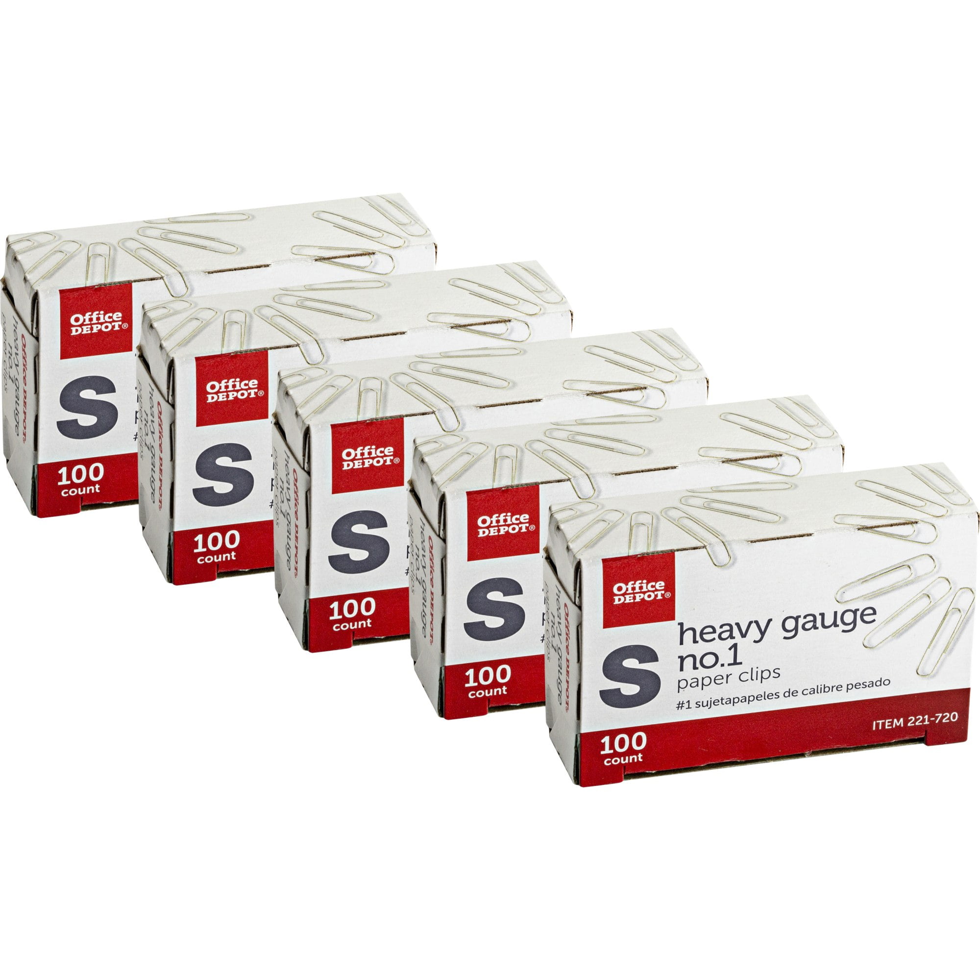 Office Depot Brand Paper Clips, No. 1, Silver, 100 Clips Per Box, Pack ...