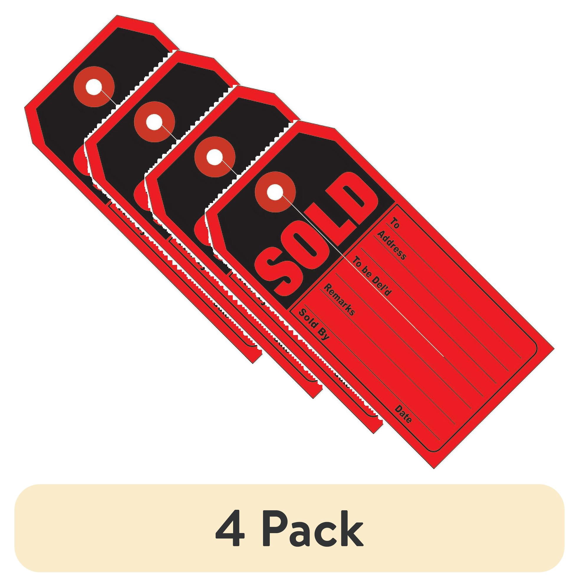 (4 pack) Partners Brand Tag,Print,Sold,4 3/4x2 3/8",PK500 G26010 ...