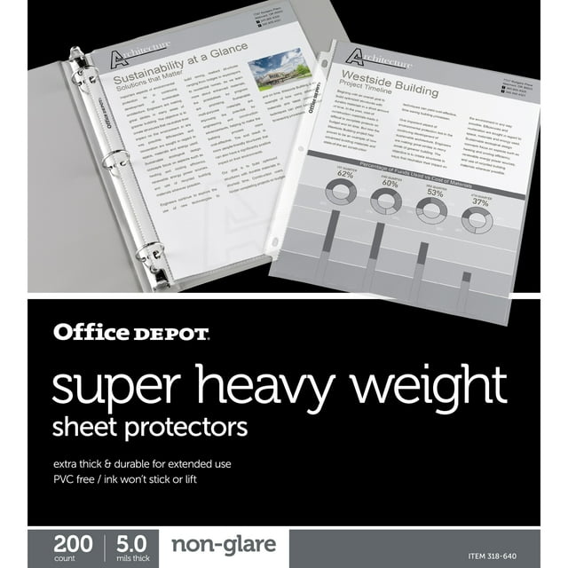 Office Depot® Brand Super Heavyweight Sheet Protectors, 8-1/2" x 11 ...