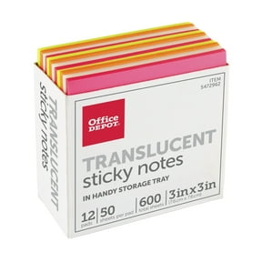 Office Depot® Brand Translucent Sticky Notes, With Storage Tray, 3" x 3 ...