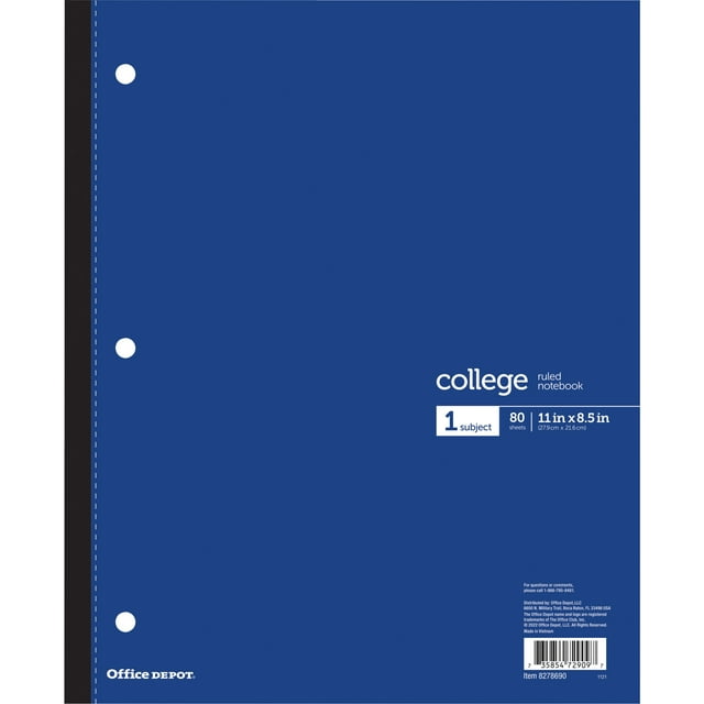 Office Depot® Brand Wireless Notebook 8 1 2 X 11 1 Subject College