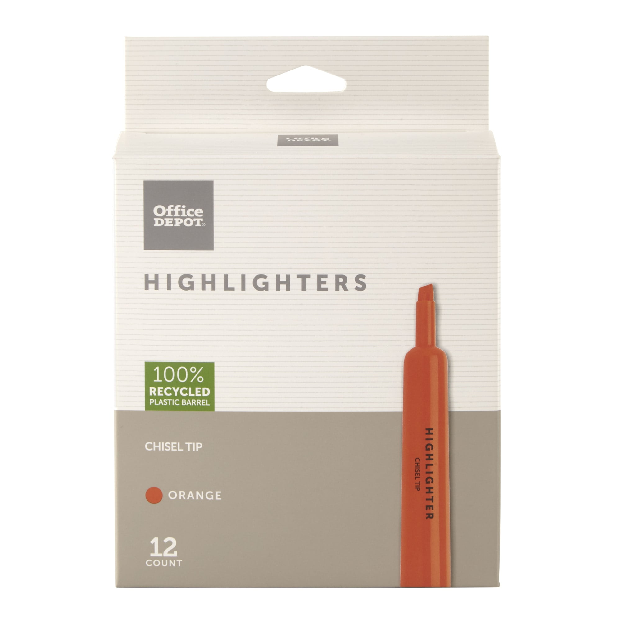 Office Depot Chisel-Tip Highlighter, 100% Recycled Plastic, Fluorescent ...