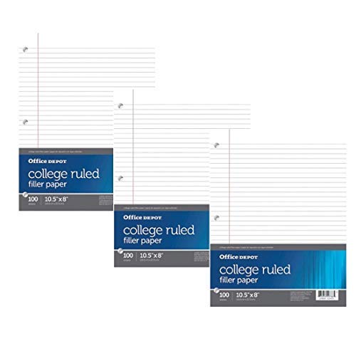 Office Depot College Ruled Filler Paper Pack of 3 300 Sheets 10.5 inch ...