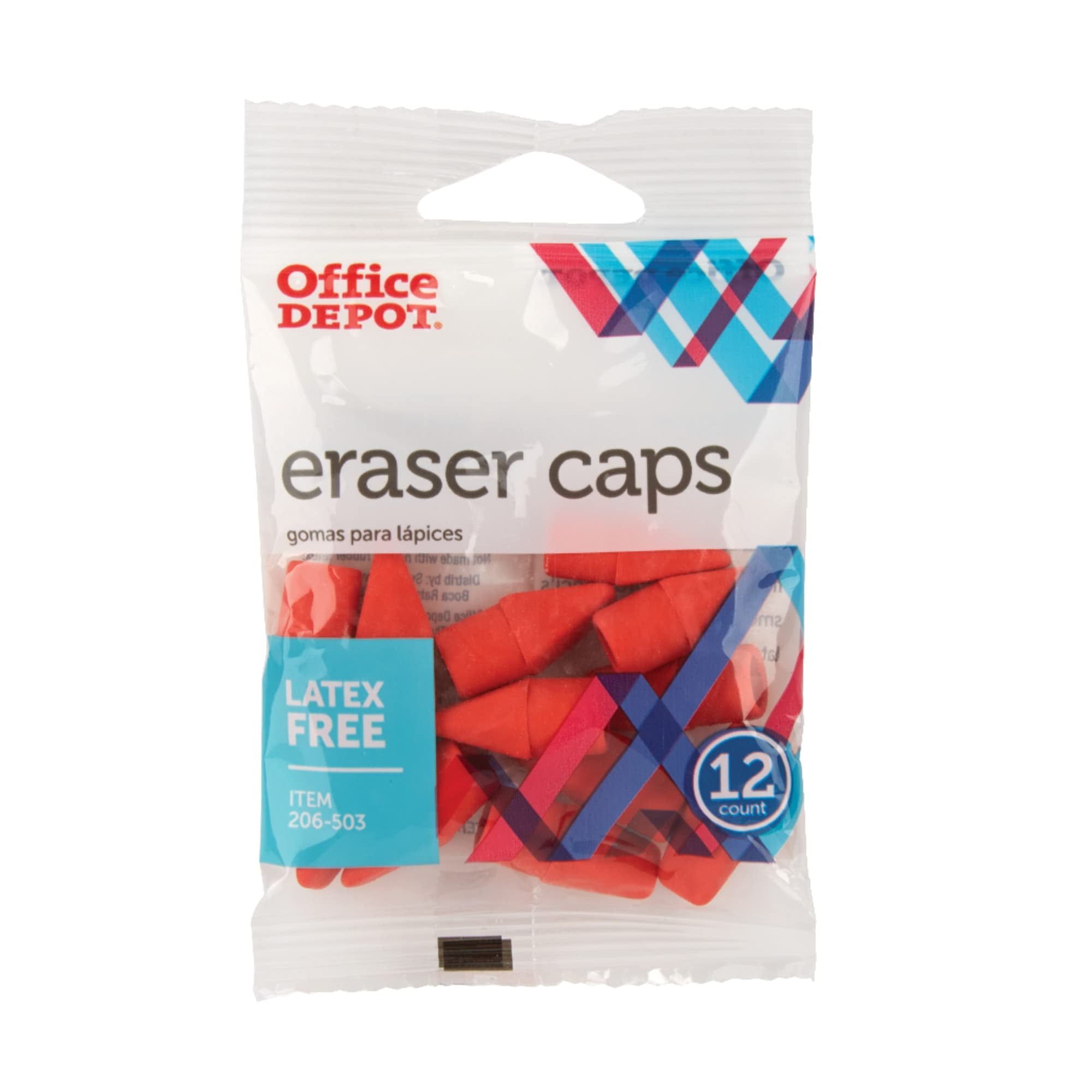 Office Depot Eraser Caps, Red, Pack of 12, 54116 - Walmart.com