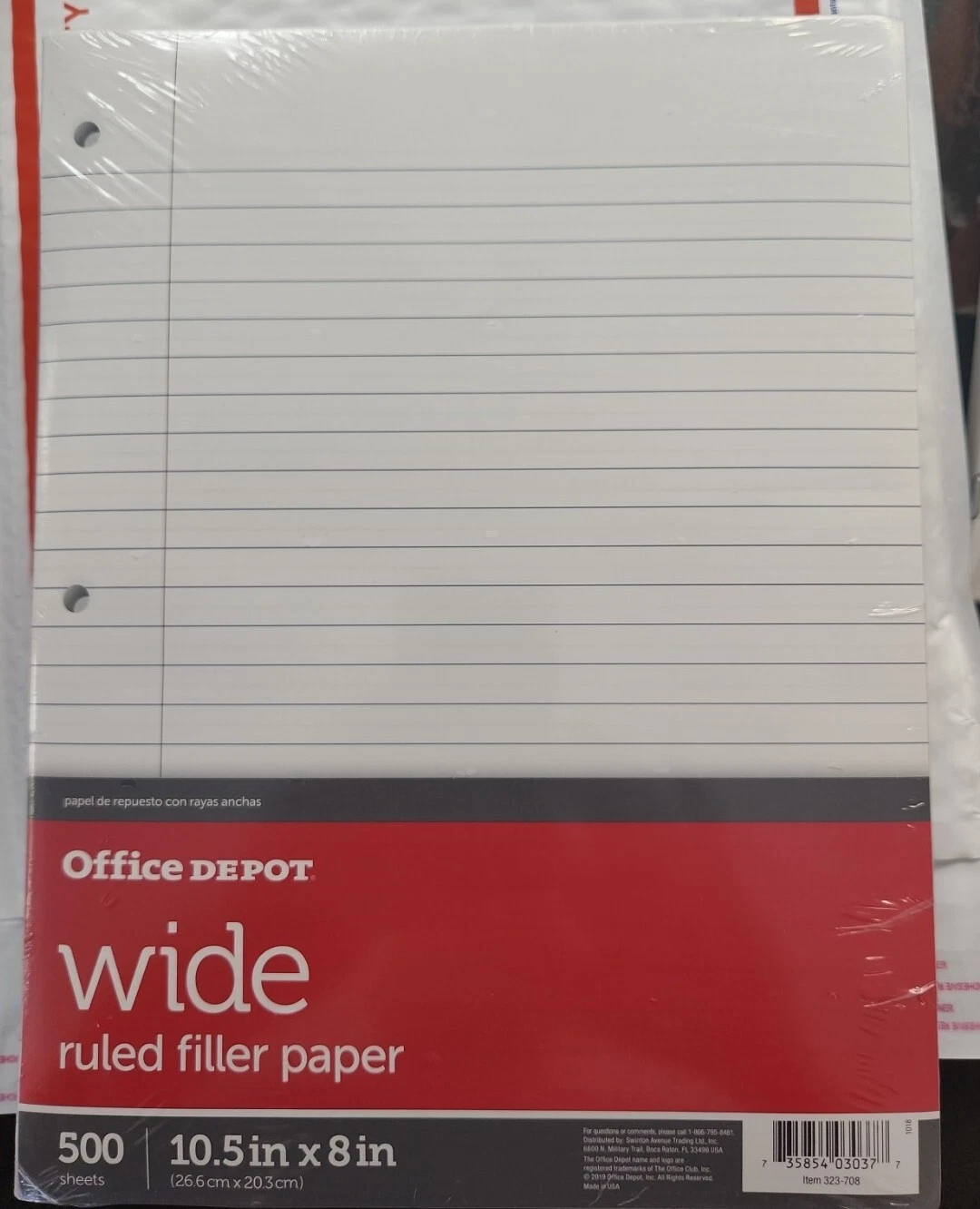 Office Depot - Filler Paper - Ruled Filler Paper, 3-Hole Punched, Wide ...