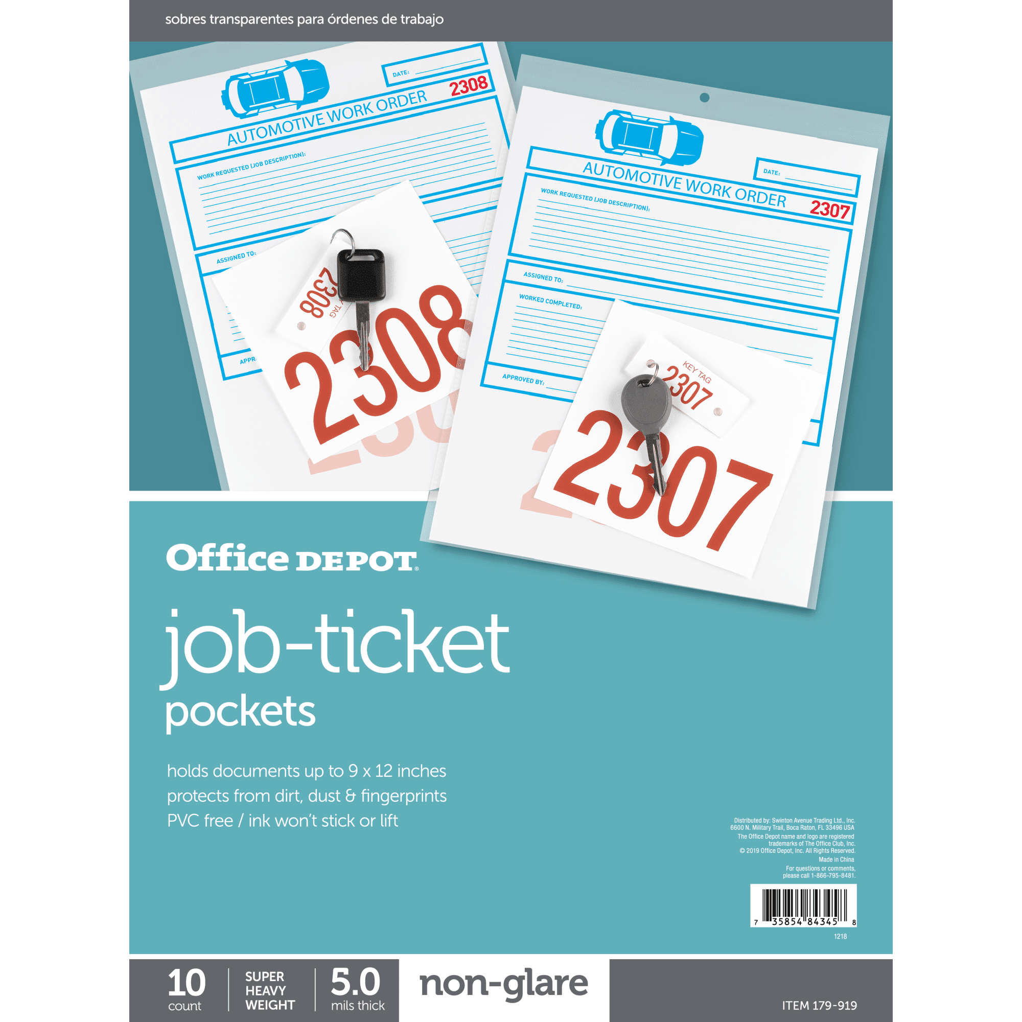 Office Depot Job Ticket Holders, 9in. x 12in., Pack Of 10, 179919 ...