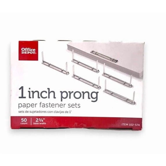 Office Depot Paper Fastener Sets, 1 Capacity, 2 3/4 Base, Box Of 50 ...