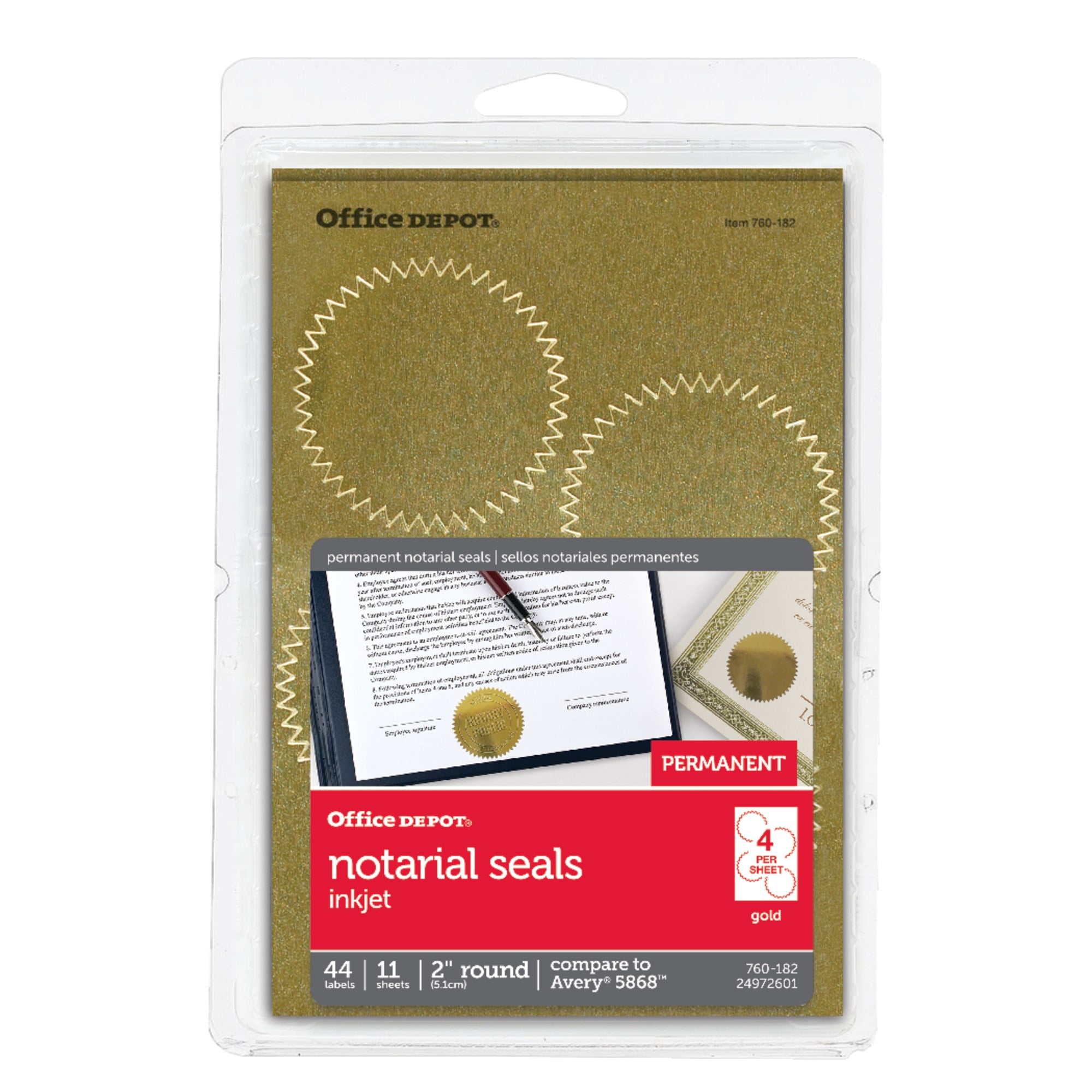 Office Depot Permanent Self-Adhesive Notarial Seals, 2in. Diameter ...