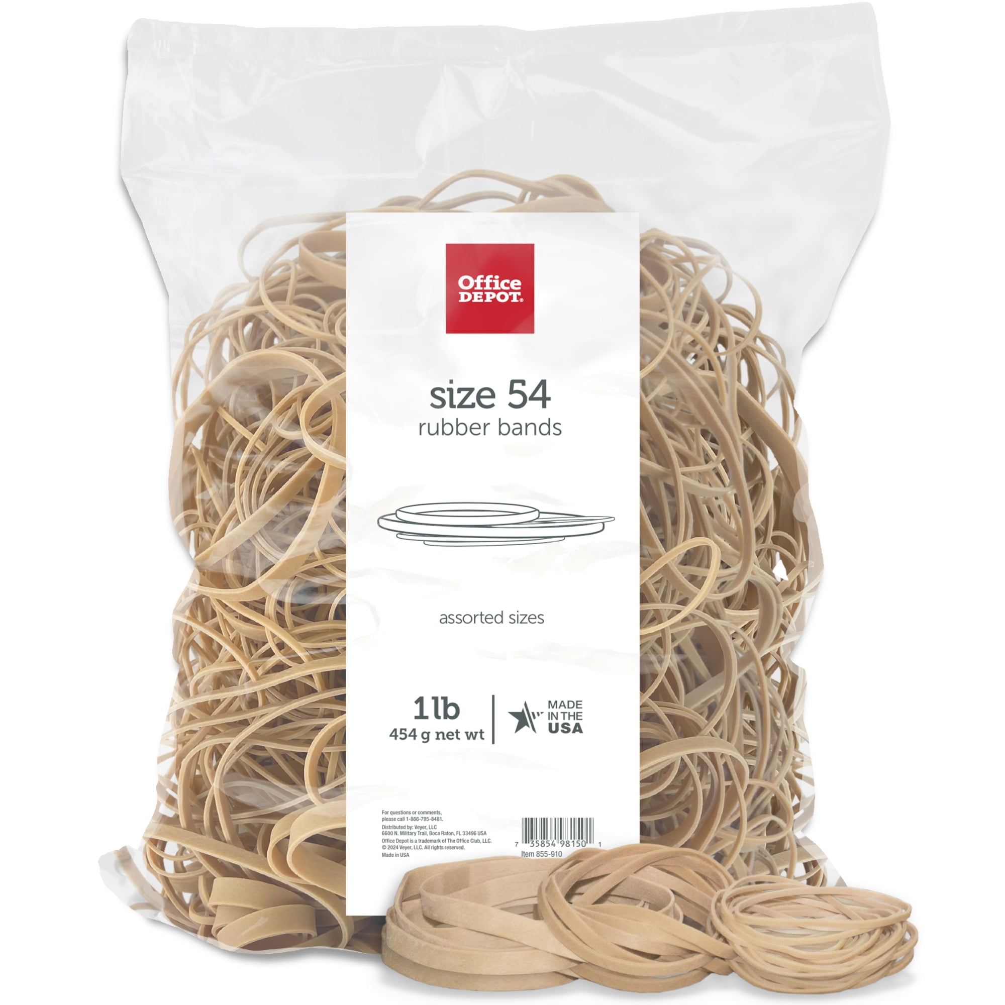 Office Depot Rubber Bands, #54, Assorted Sizes, 1 Lb. Bag, 2454408 ...