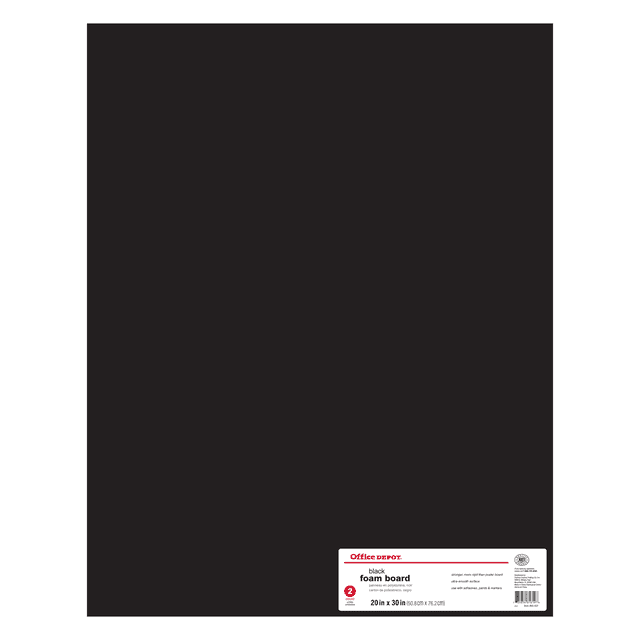 Office Depot Sturdy Board(R) Foam Boards, 20in. x 30in., Black/Black ...
