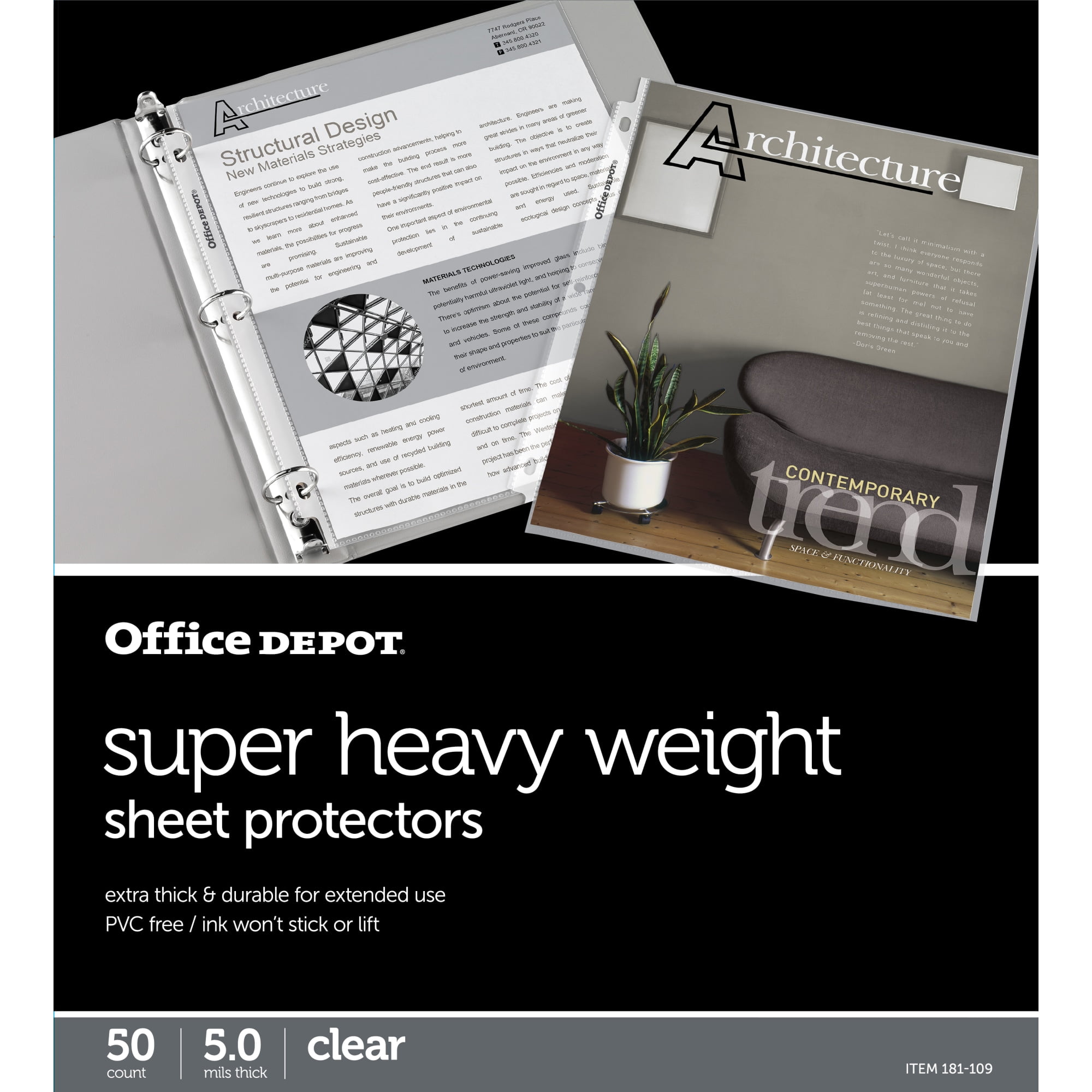 Office Depot Super Heavyweight Sheet Protectors, Pack Of 50, OD181109 ...