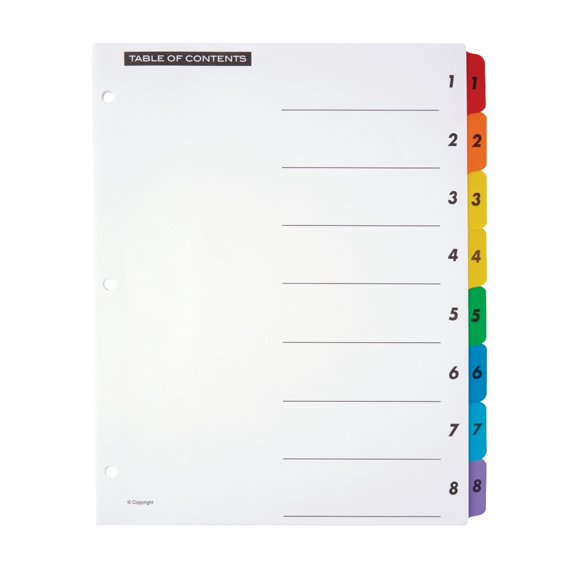 Office Depot Table Of Contents Customizable Index With Preprinted Tabs ...