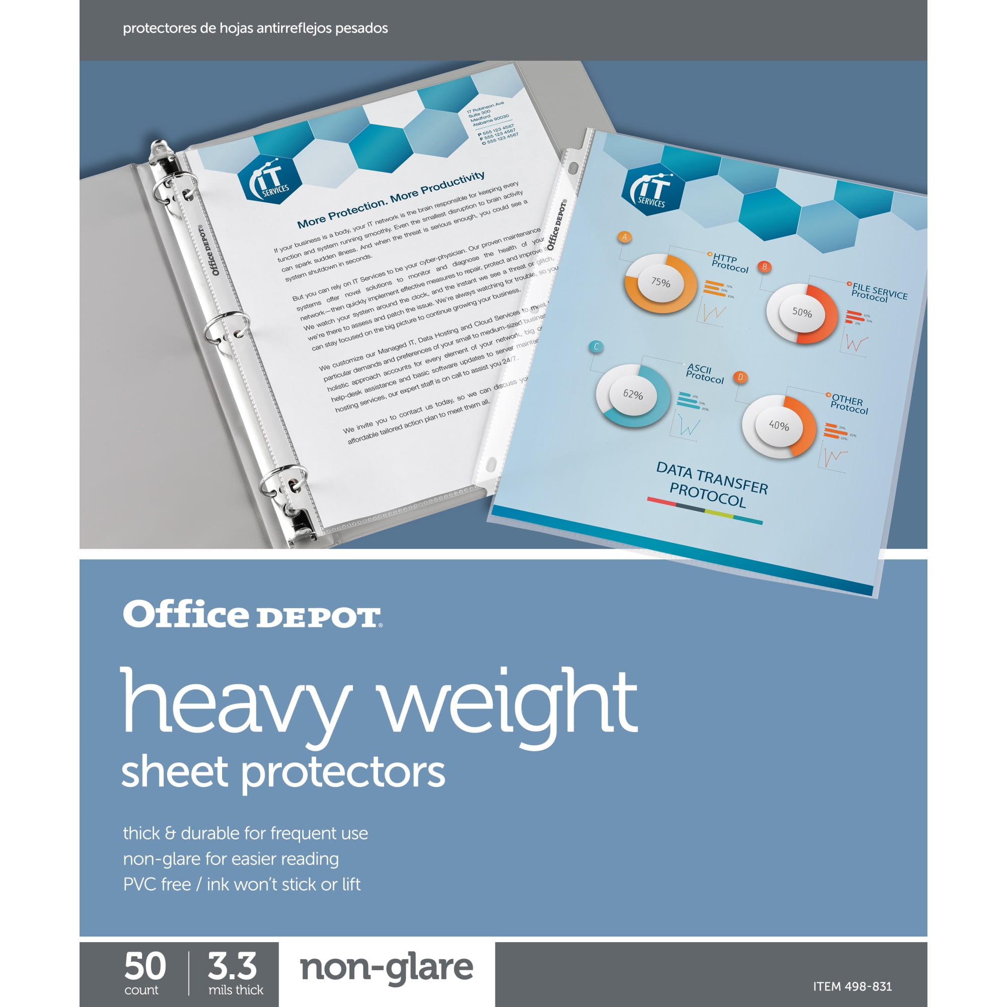 Office Depot Top-Loading Sheet Protectors, Heavyweight, Non-Glare, Box ...