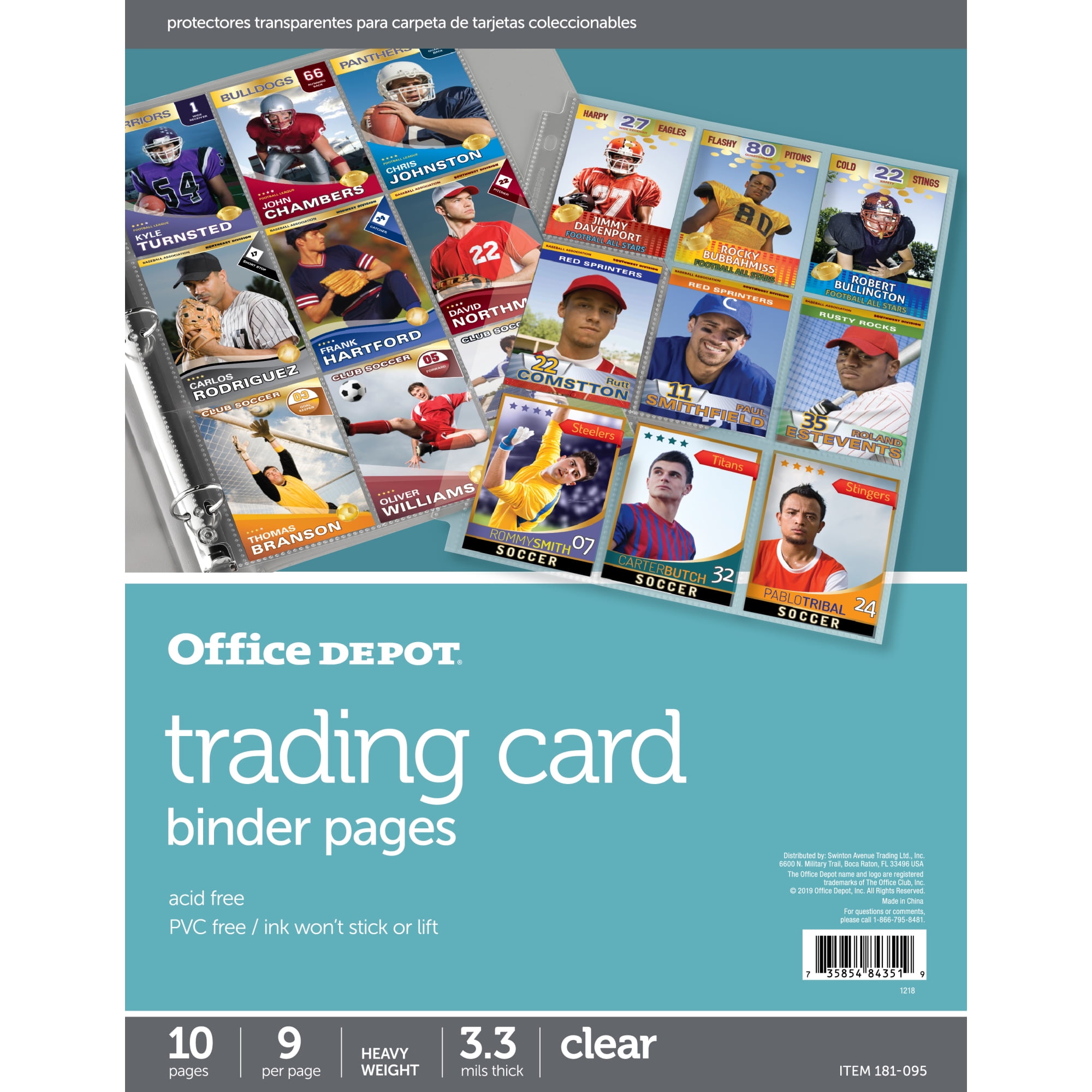 Office Depot Trading Card Binder Pages, 8 1/2in. x 11in., Transparent ...