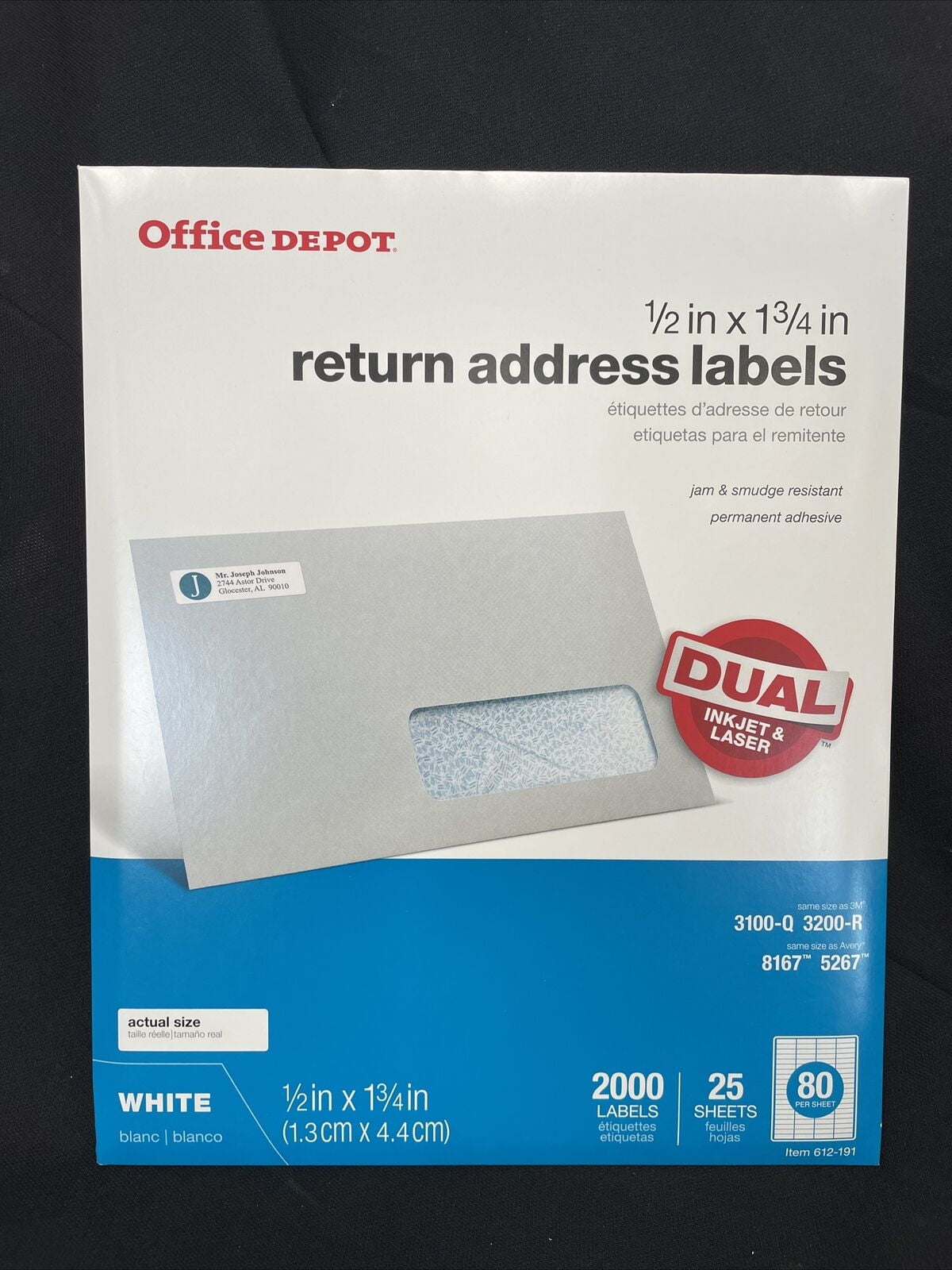 Office Depot White Inkjet/Laser Return Address Labels, 1/2in. x 1 3/4in ...