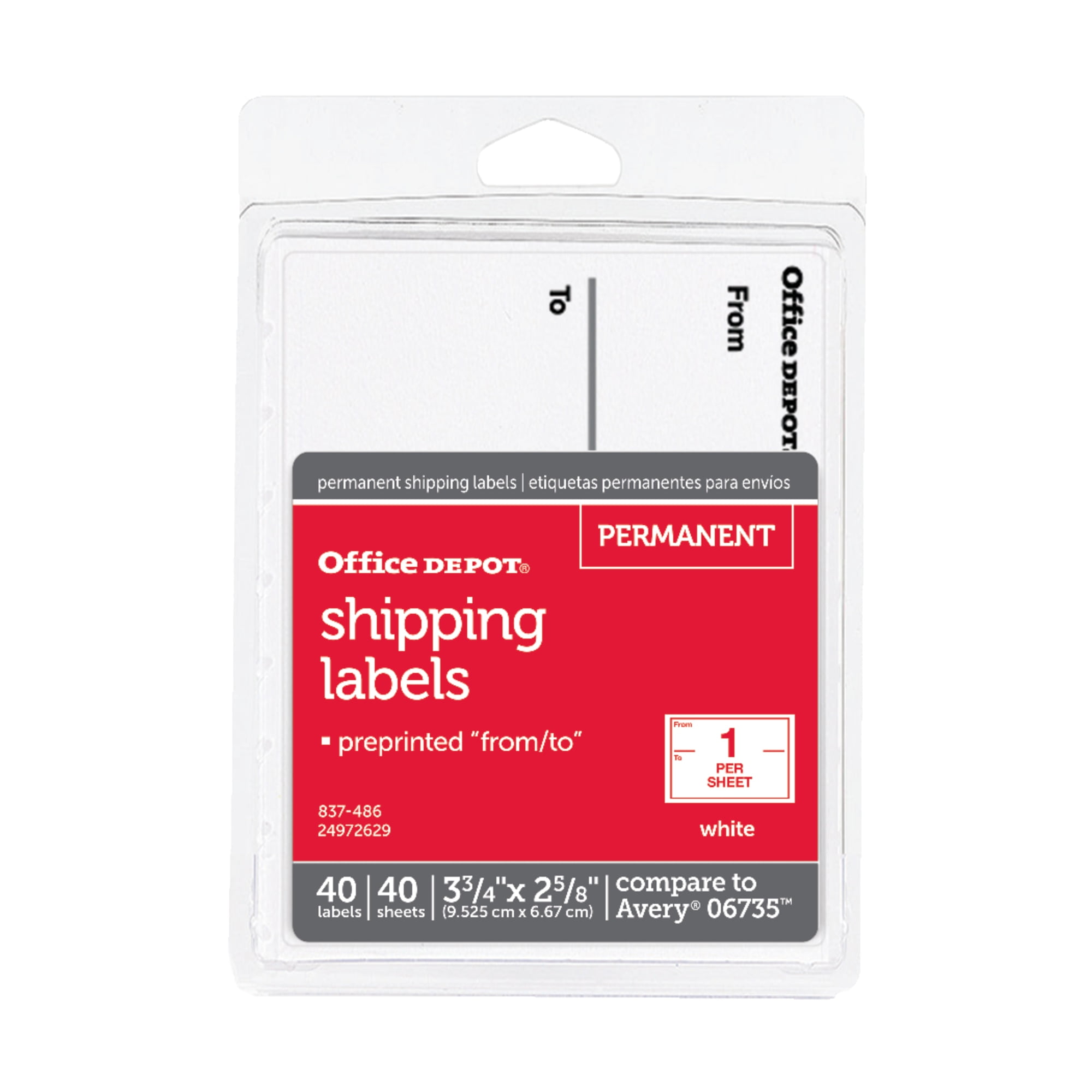 Office Depot White To/From Shipping Label Pad, 3 3/4in. x 2 5/8in ...