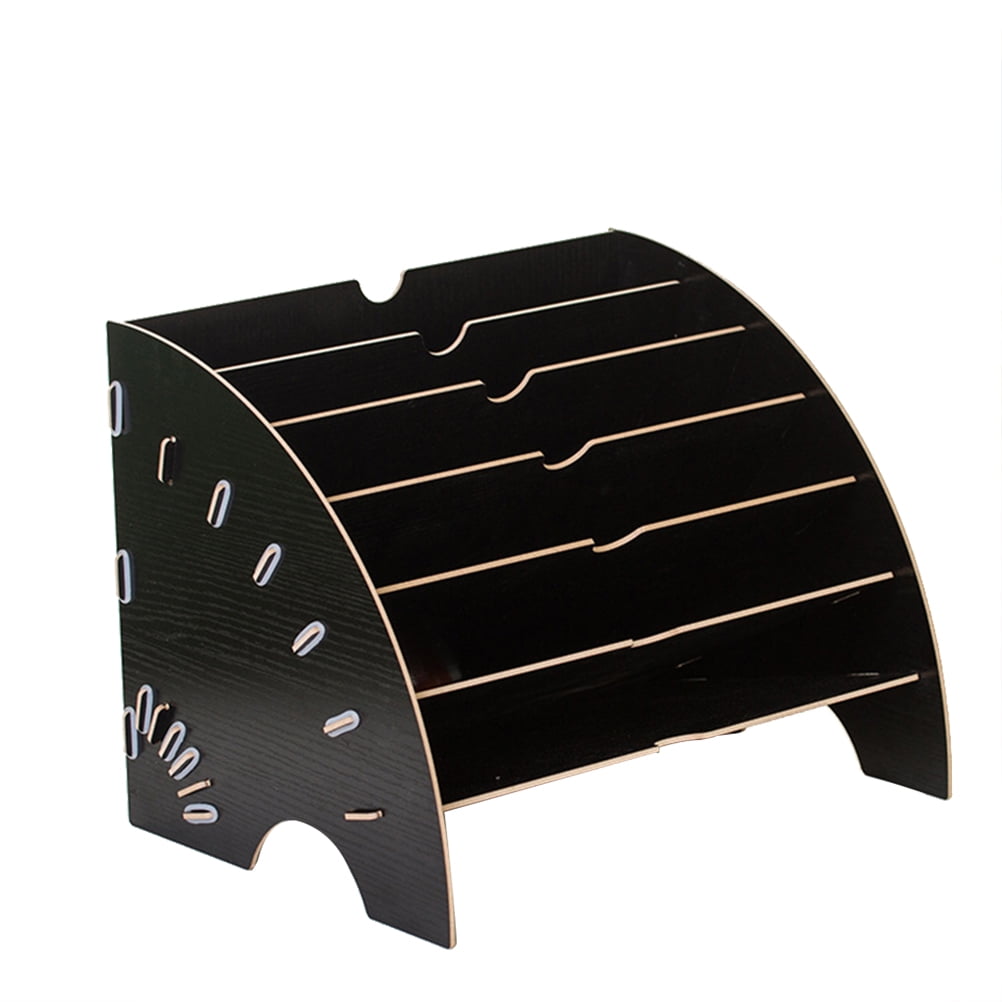 Office Desk A4 Wooden File Storage Black File Rack Easy Assembly File ...