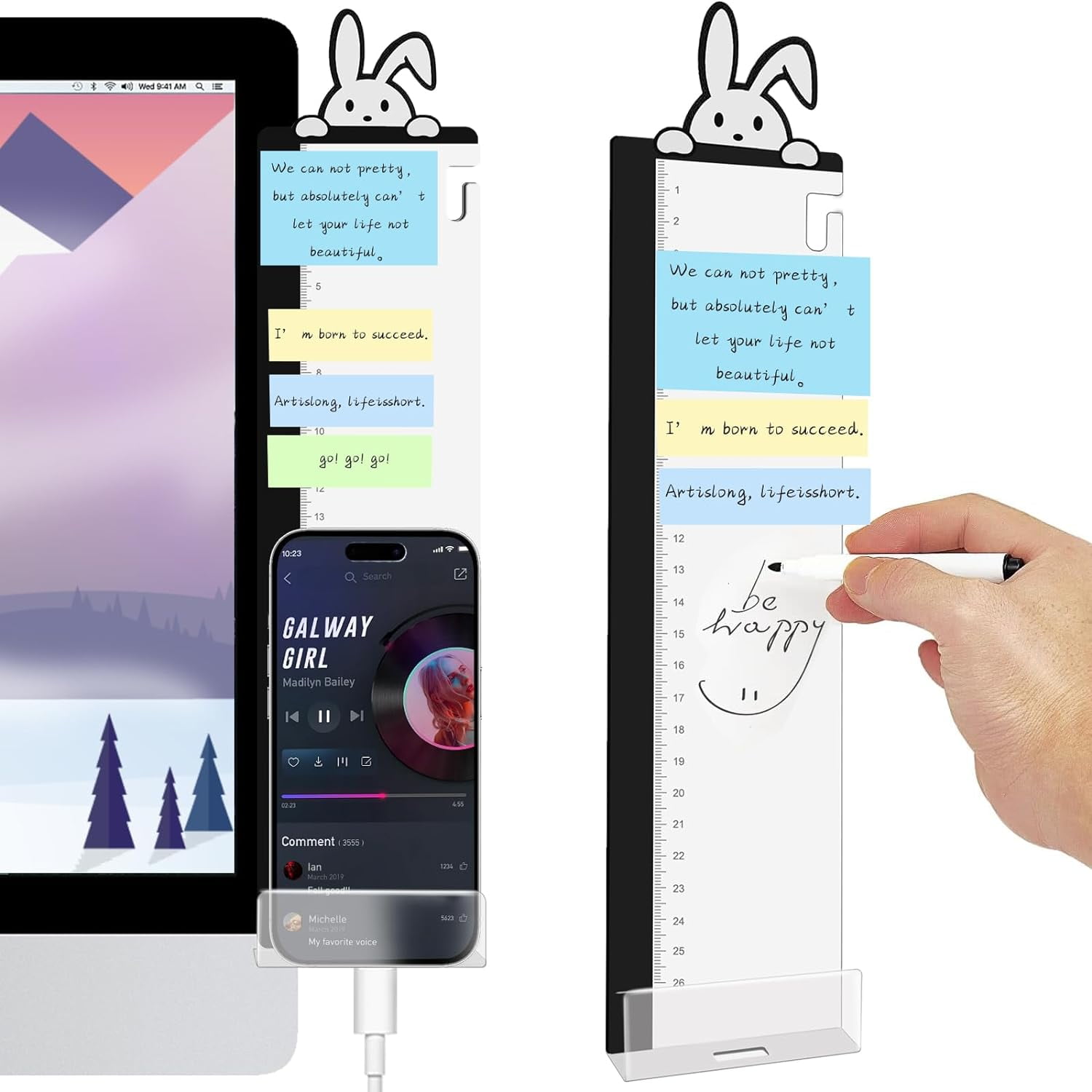 Office Desk Accessories 2pcs Multifunction Computer Monitor Memo Board ...