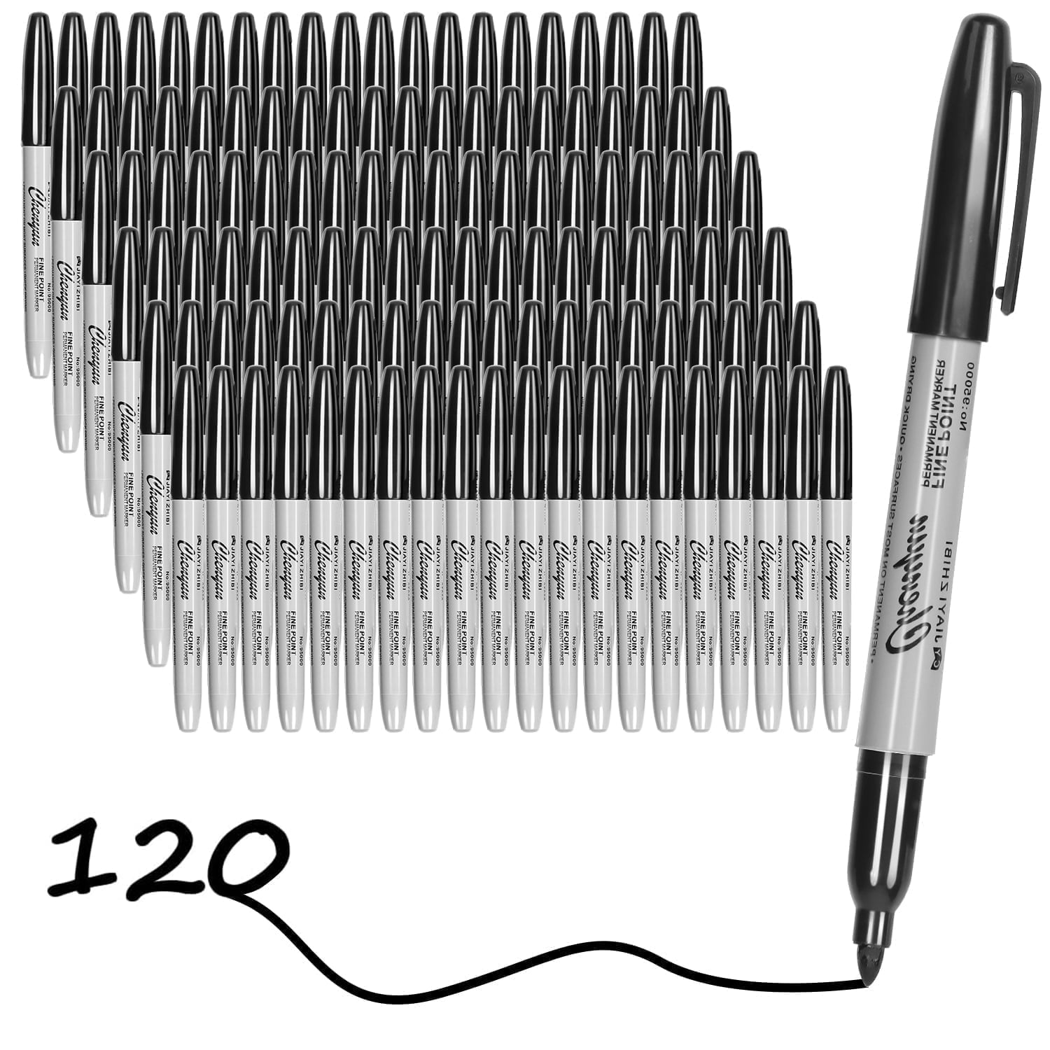 OEQOWBBU Permanent Markers, Permanent Set of 120 Black, Water and ...