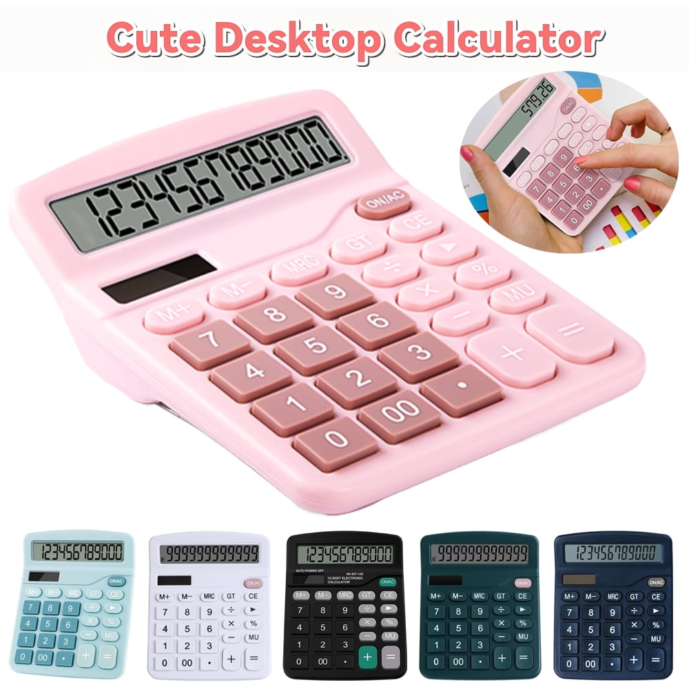 Office Desk Calculator with Solar Power, 12 Digits Large LED Display ...
