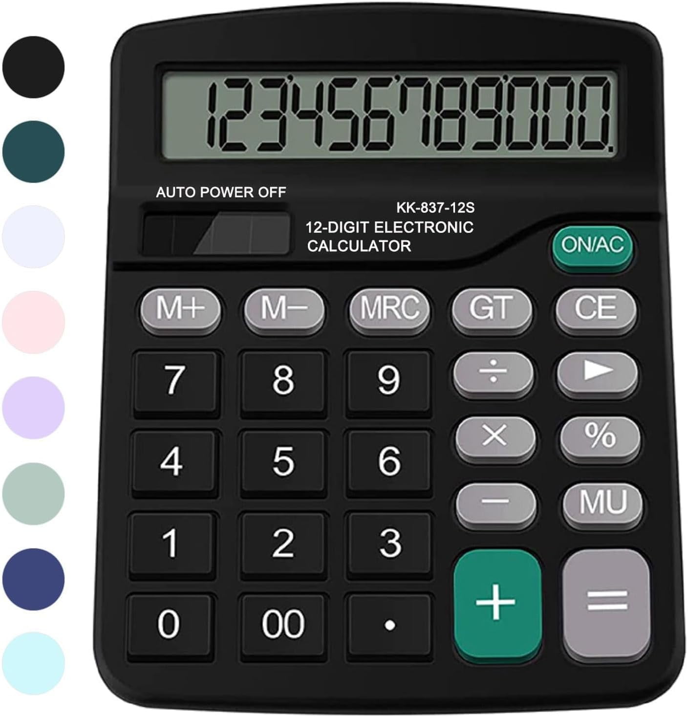 Office Desk Calculator with Solar Power, 12 Digits Large LED Display ...