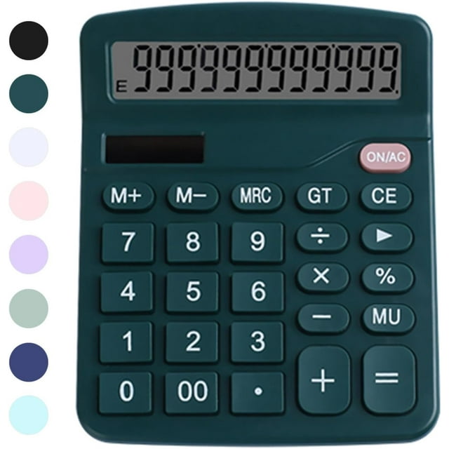Office Desk Calculator with Solar Power, 12 Digits Large LED Display, Calculators Desktop with ...