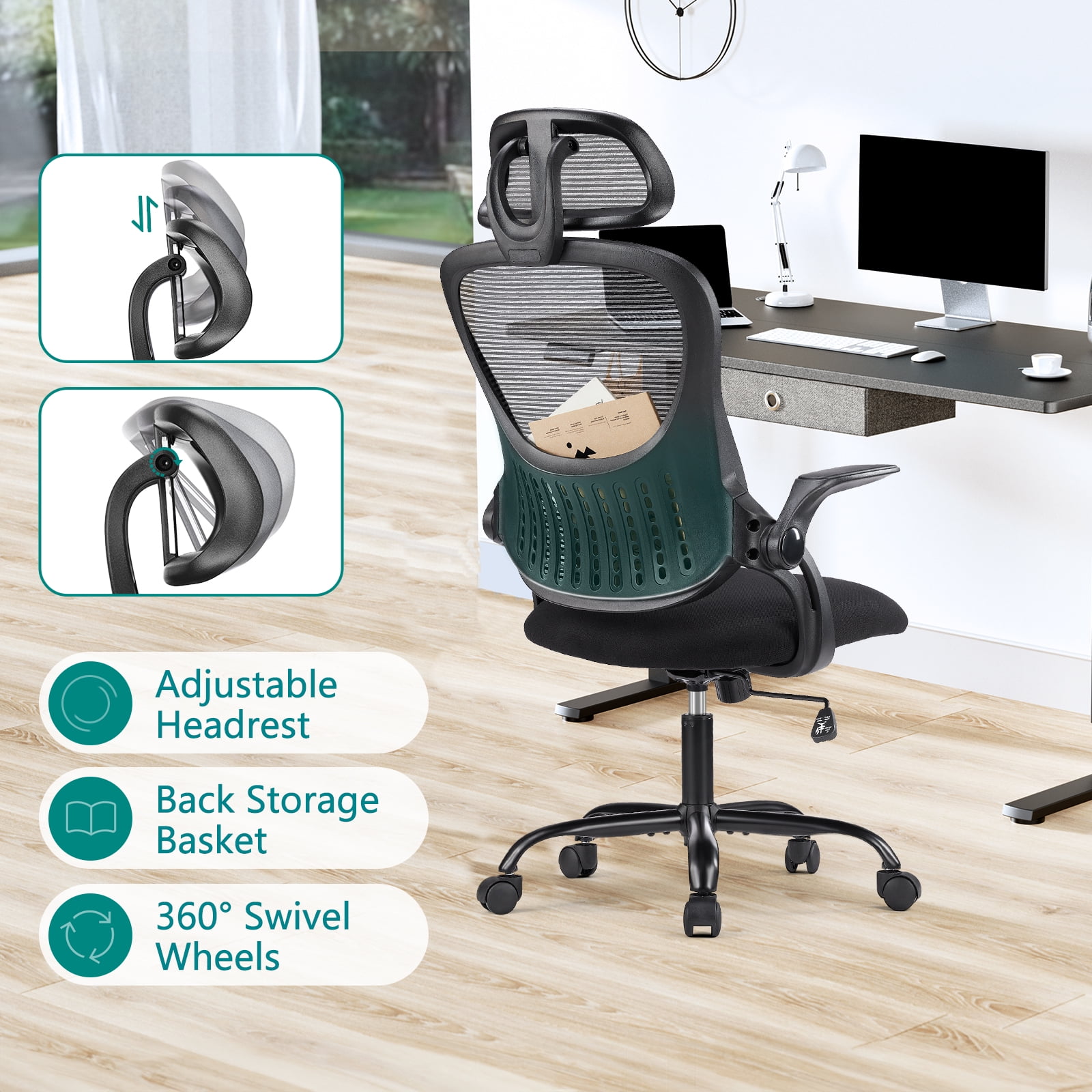 Office Desk Chair,Ergonomic High-Back Mesh Rolling Work Chairs with ...