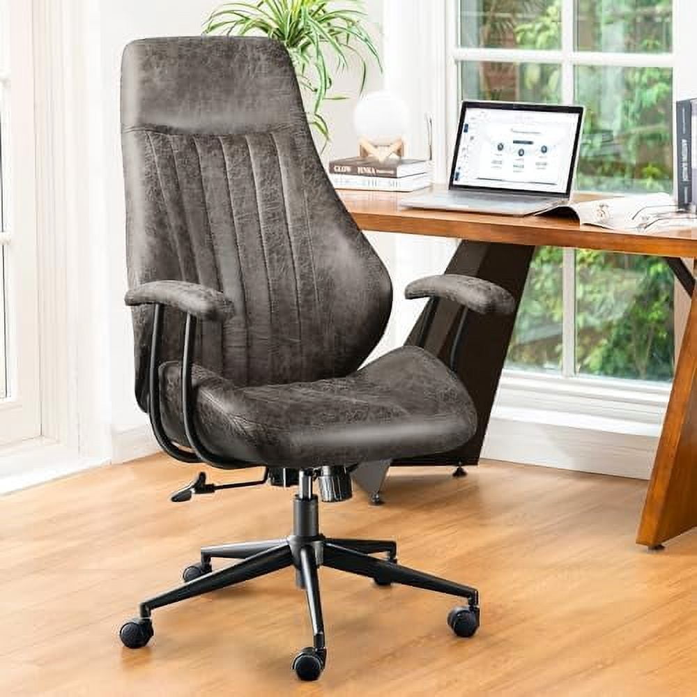 Office Desk Chair Leather Computer Chairs High Back Lumbar Support ...
