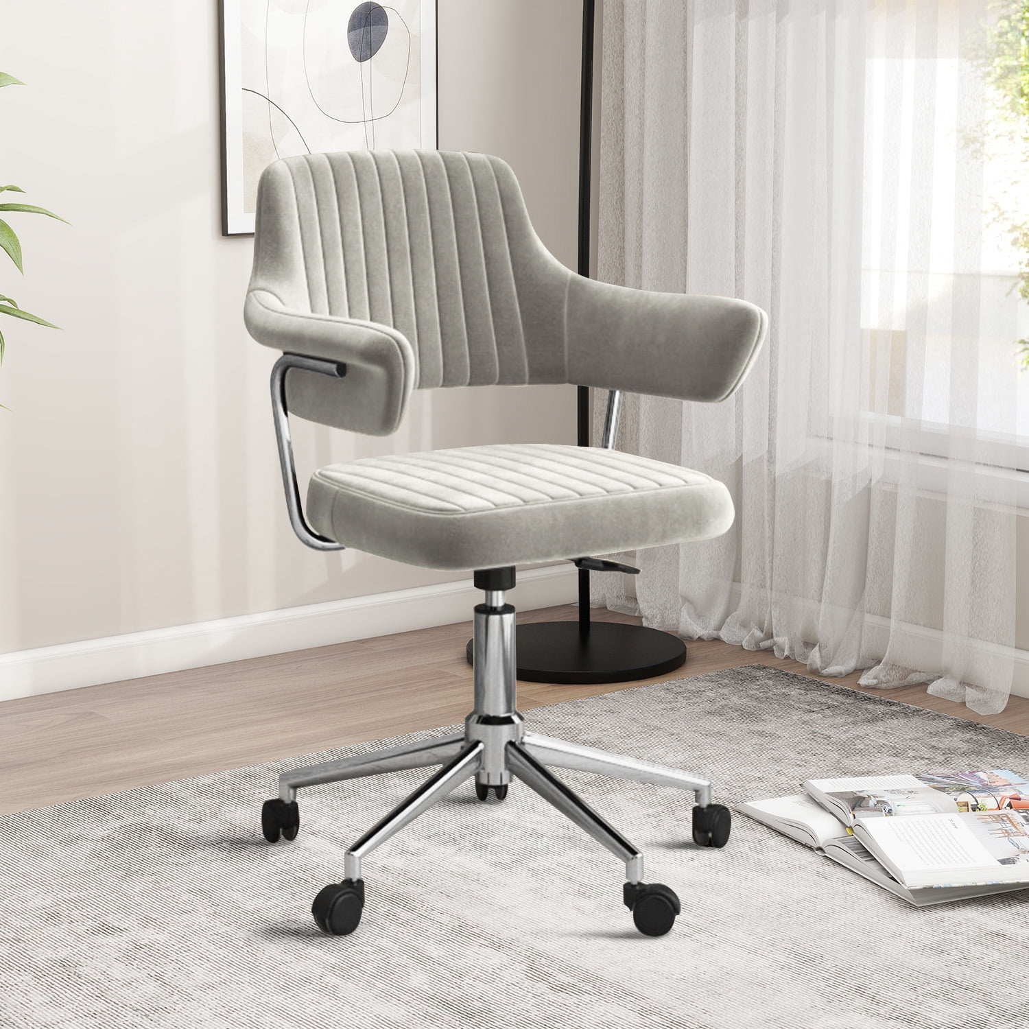 Office Desk Chair, Modern Cute Rolling Vanity Swivel Task Chairs with ...