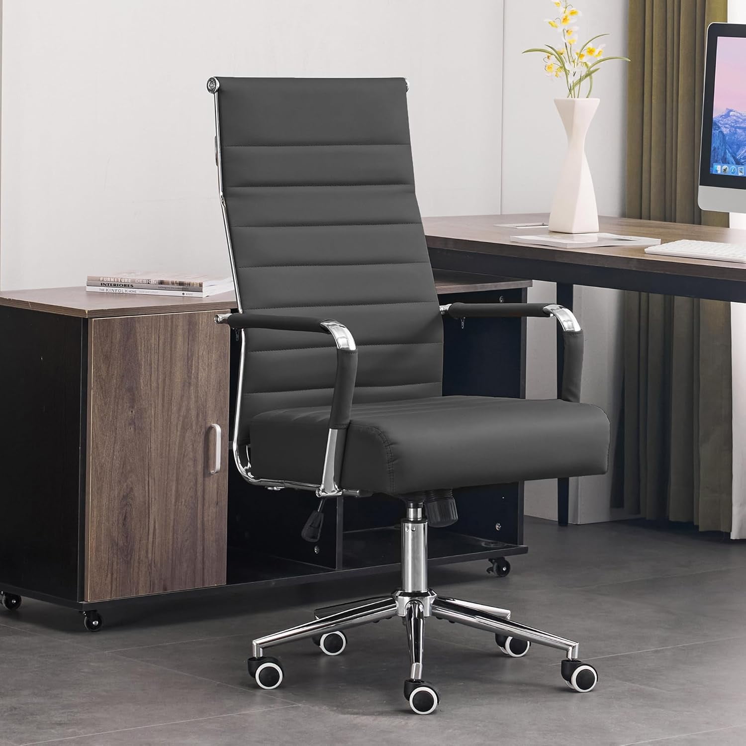Office Desk Chair, Modern Leather Conference Room Chairs with High Back ...