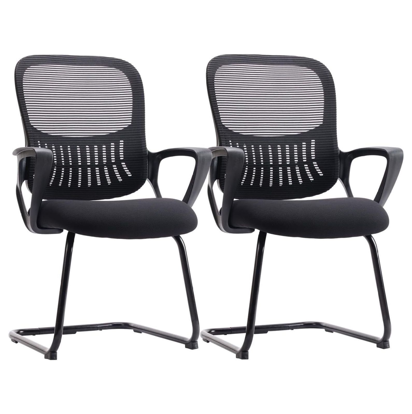 Office Desk Chair Set No Wheels Stationary Mesh Back Computer Guest ...