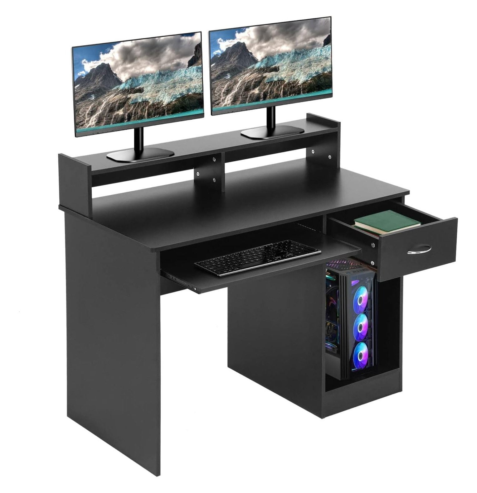 Office Desk, Computer Desk with Drawers Keyboard Tray 43" Study Writing ...