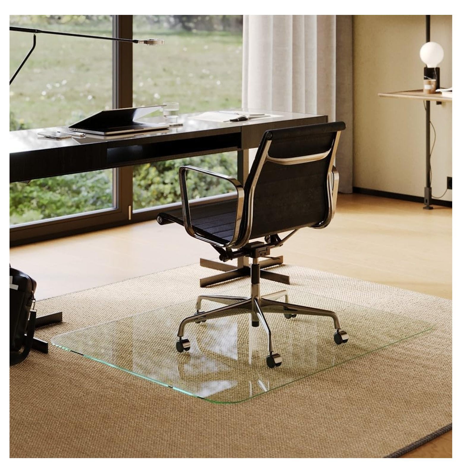 Office Desk Glass Chair Mat - Clear Tempered Glass - - Carpet and ...