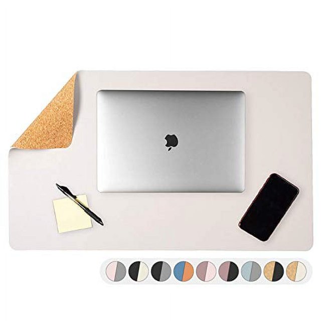 Office Desk Mat, Double Sided Eggshell & Cork - 36 x 17 Inch Leather ...
