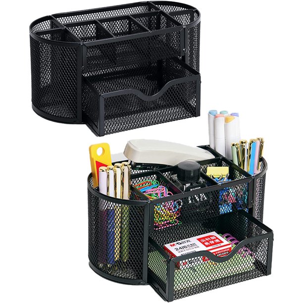 Office Desk Organizer Black Mesh Pen Storage Case for Home and Office ...