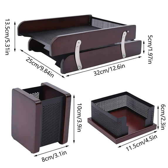 Office Desk Organizer Mesh Metal 2 Tier Document Letter Tray File ...