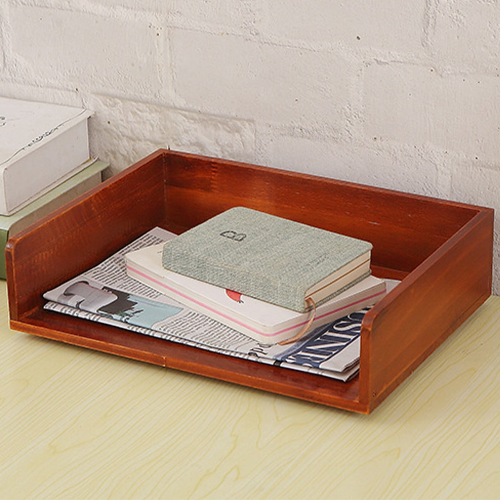 Office Desk Organizer, Solid Wood Bookshelves for Papers, Documents ...