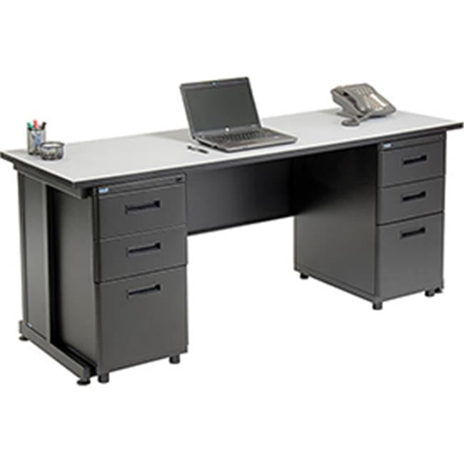 Office Desk with 6 Drawers, 72 x 24 in. - Gray - Walmart.com