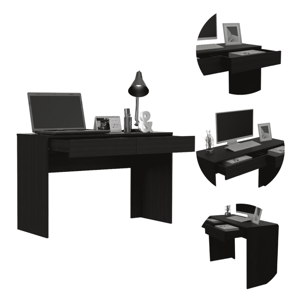 Office Desks, Acre Writing Computer Desk, Two Drawers -Black, Black ...