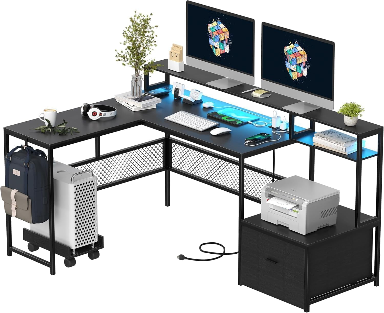 Office Desks with Drawers 66'' Computer Desk with Storage Office Desk ...