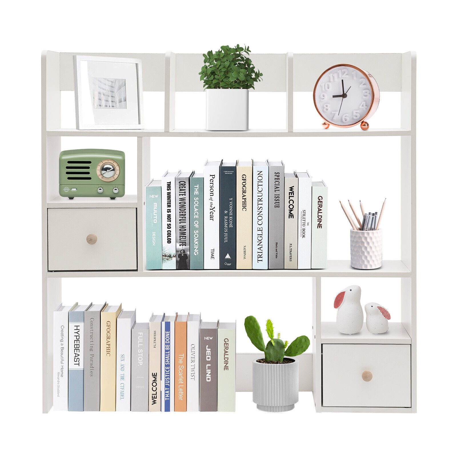 Office Desktop Bookshelf Organizer, Multipurpose Desk Storage Display ...